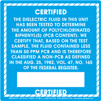 Polychlorinated Biphenyl (PCB) Related Labels